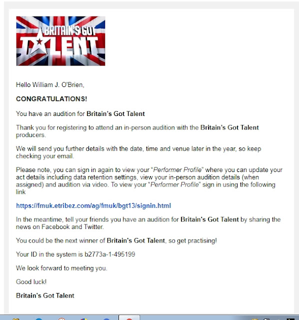 To Day and more to come: BGT Audition acceptance