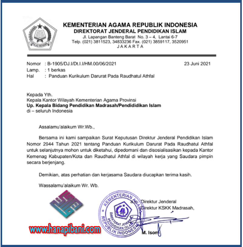 √ √ Panduan Kurikulum Darurat Pada Raudhatul Athfal (RA)