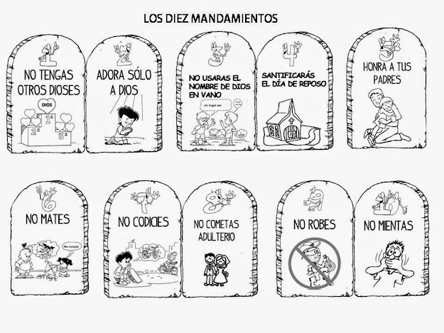 Laminas de La Biblia Para Colorear ,Imprimir y Recortar.: LOS 10 MANDAMIENTOS COLOREADOS Y PARA ...