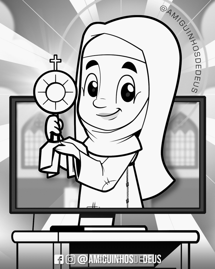 Santa Clara padroeira da Televisão para colorir ~ Amiguinhos de Deus