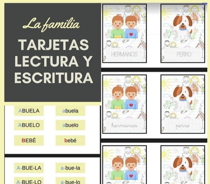 TARJETAS DE LECTOESCRITURA " LA FAMILIA"
