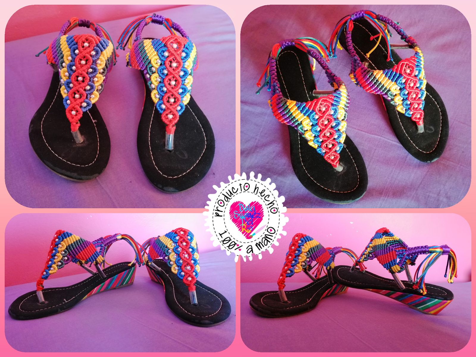TEJIDOS Y ALGO MAS: SANDALIAS EN MACRAME DE COLORES