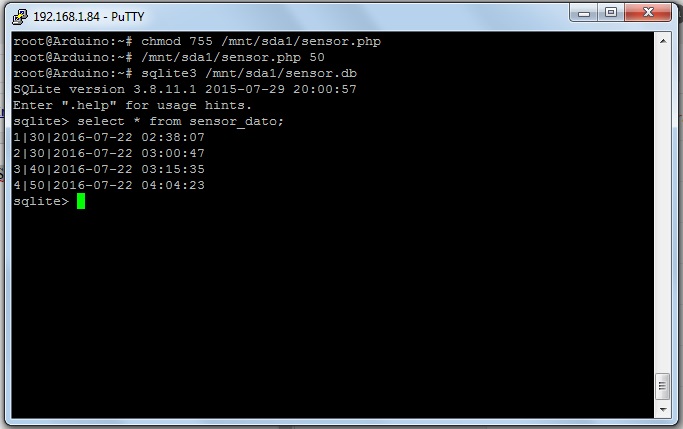 Arduino Yun And Sqlite3 And Php For Process Class