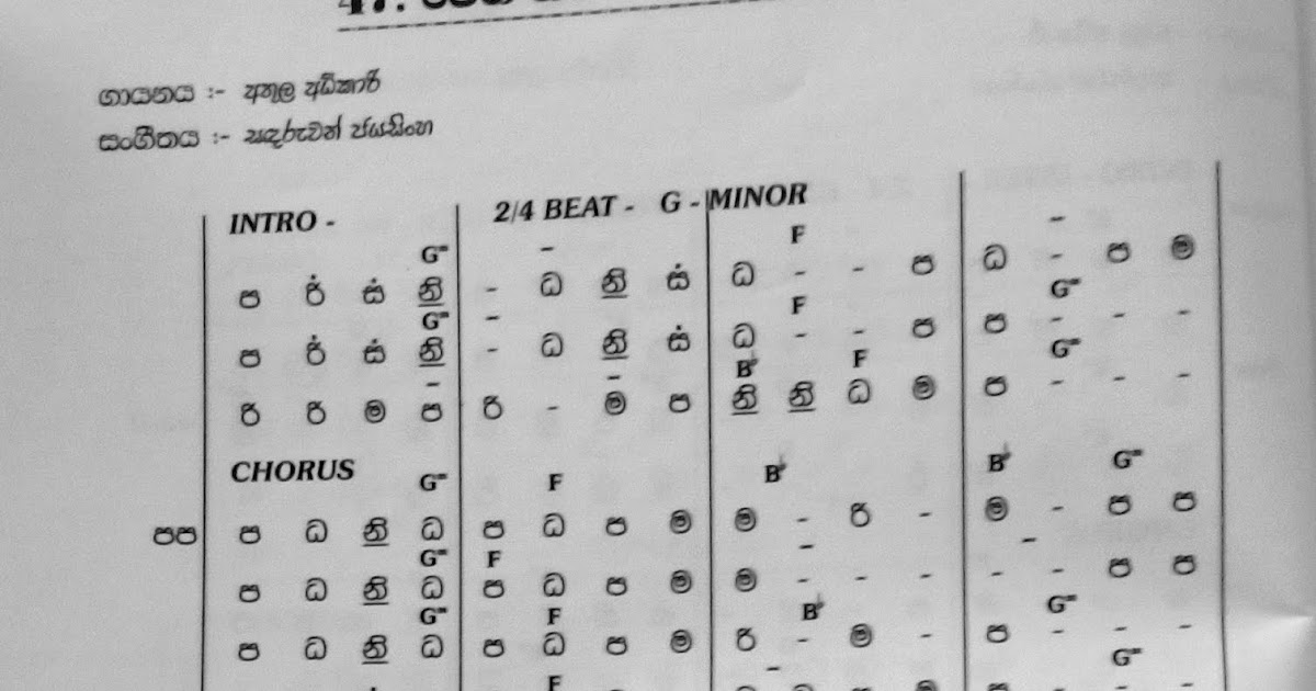 Sinhala Notation , Sinhala Piano Notes , Sinhala Keyboard Notations