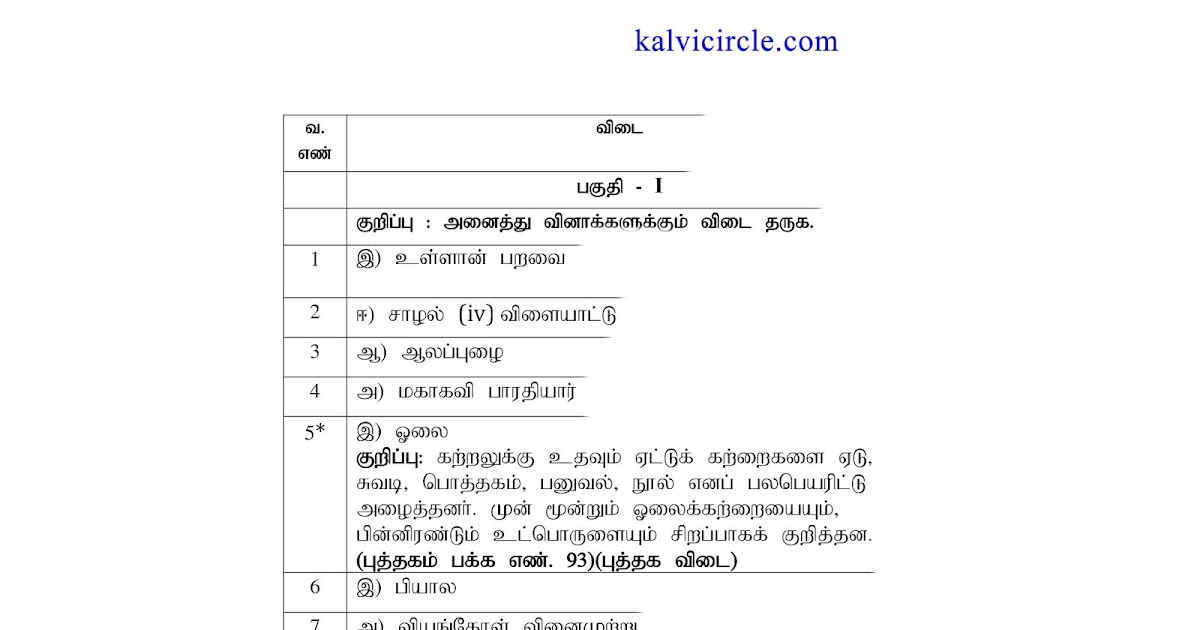 11th Std Tamil Public exam original Question and Answer Key (March ...