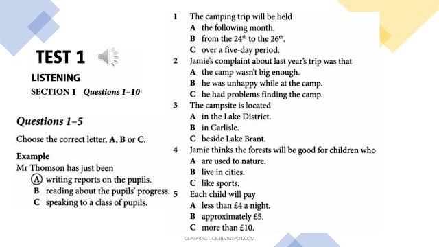 CEPT Practice: IELTS PRACTICE TEST 1 LISTENING SECTION 1 WITH ANSWER ...