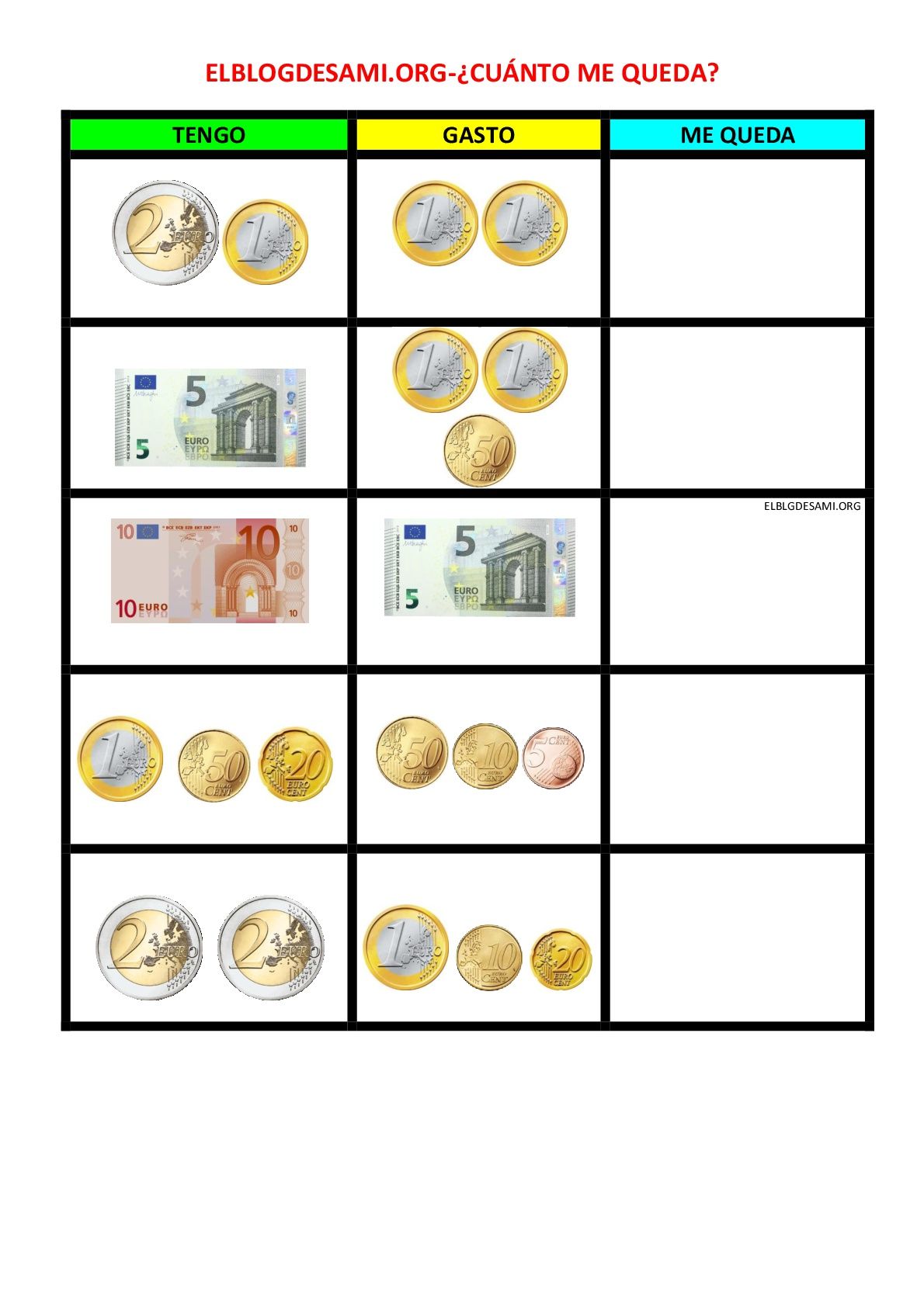 APRENDEMOS MATEMÁTICAS DE 3º PRIMARIA: DINERO: SUMAR MONEDAS Y BILLETES