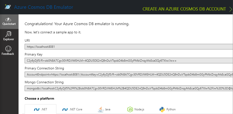 Azure Tools Azure Cosmosdb Emulator