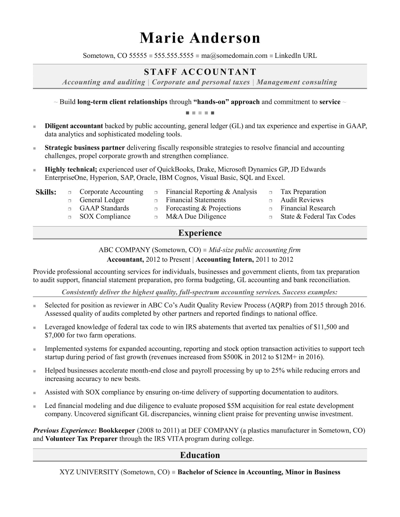 Sample Resume For Staff Accountant ~ Resume Letter
