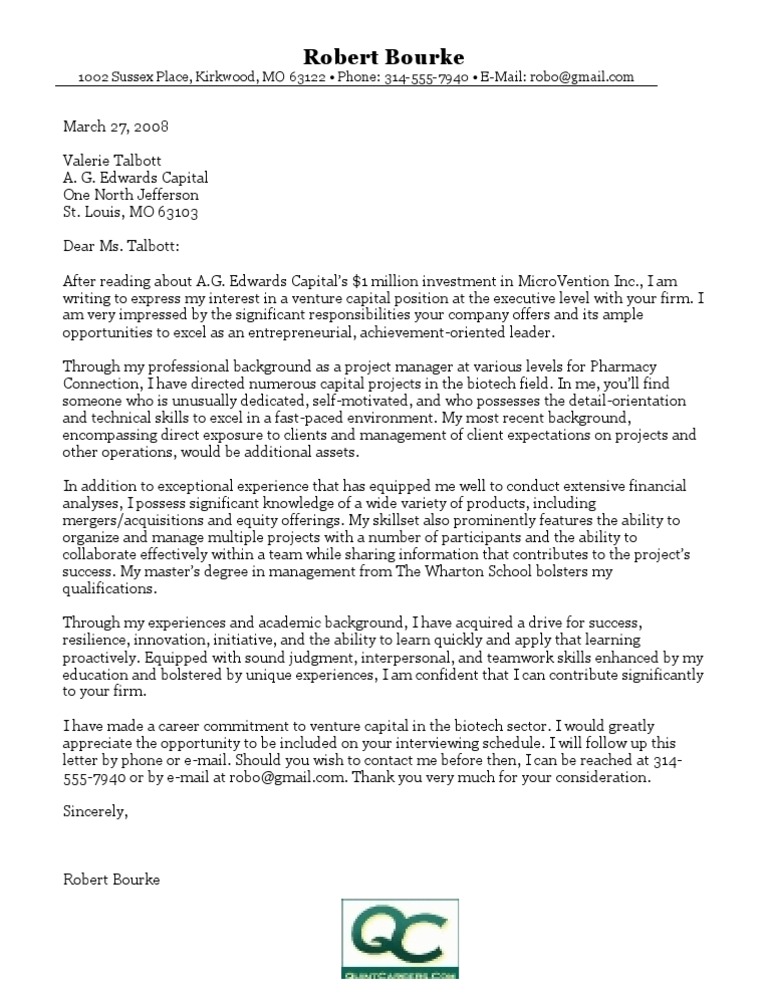 Private Equity Cover Letter ~ Resume Letter