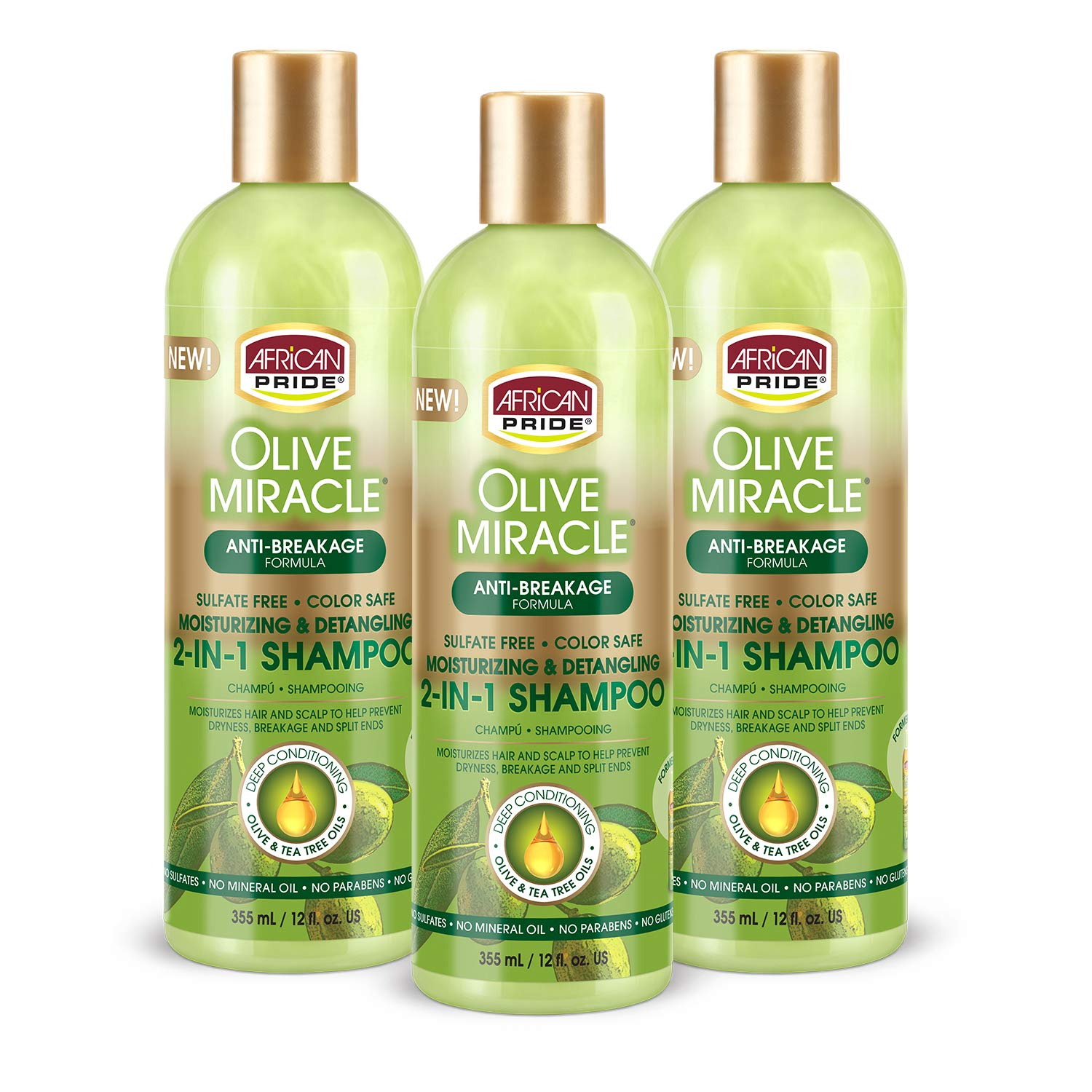 Olive Miracle Shampoo & Conditioner 2 in1 Formula (3 Pack) by African ...