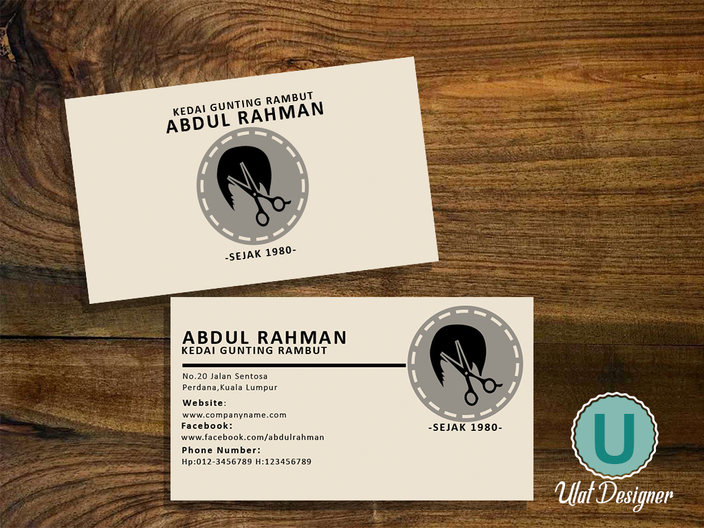 Template Standard Kad Bisnes Kedai Gunting Rambut