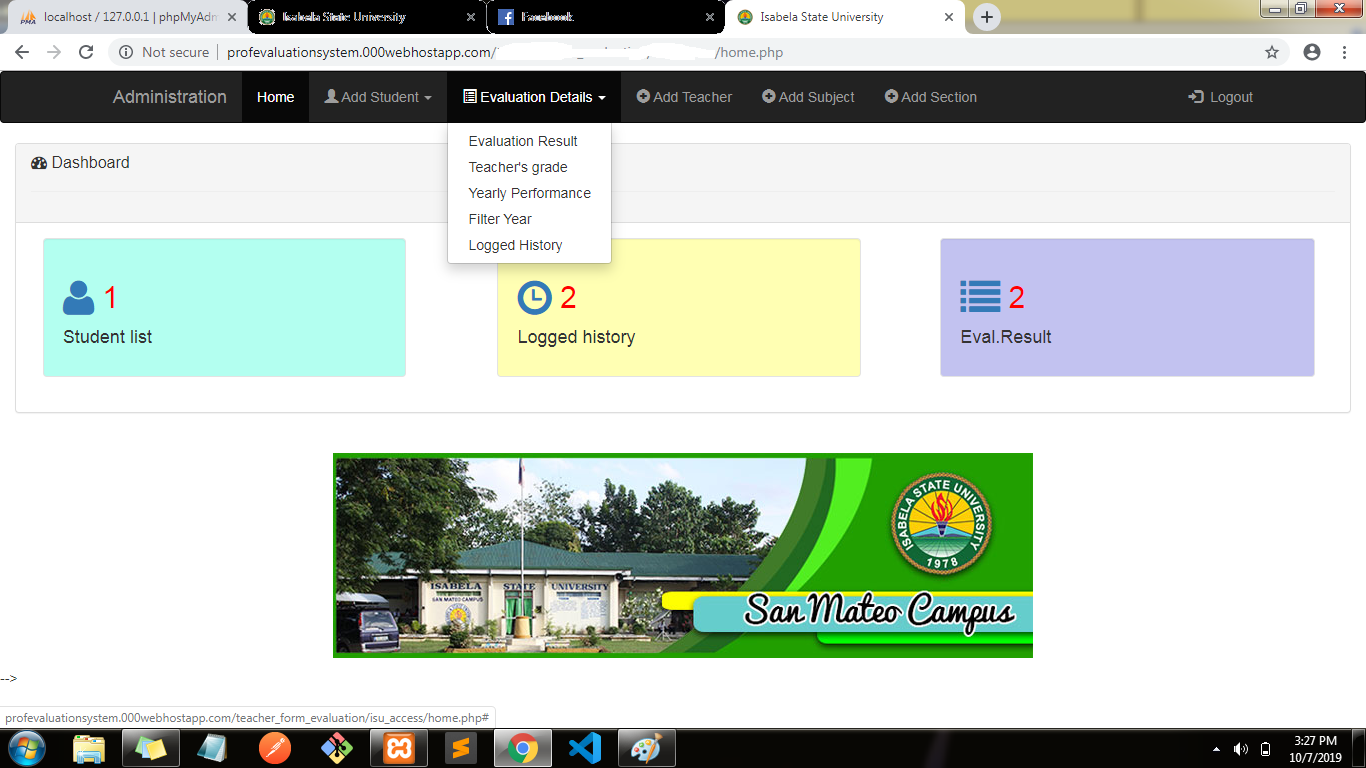 Teacher Evaluation System Using PHP+Mysqli Version 1.1