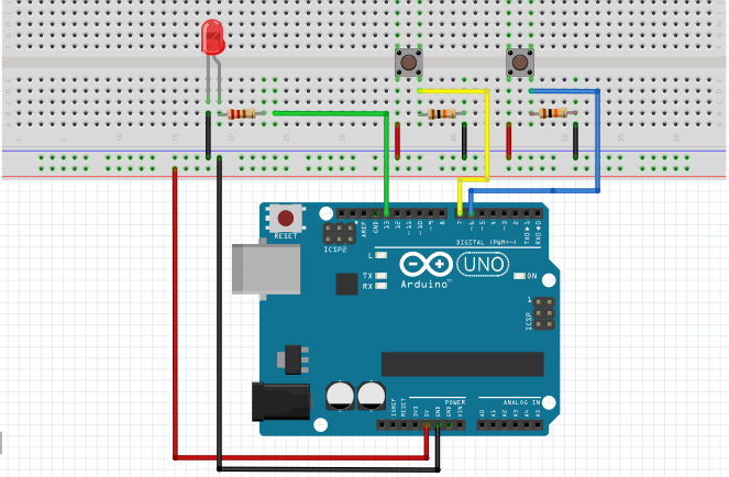 Arduino - Giao tiếp với Button (Phần 1): Bật tắt led bằng 2 nút ...