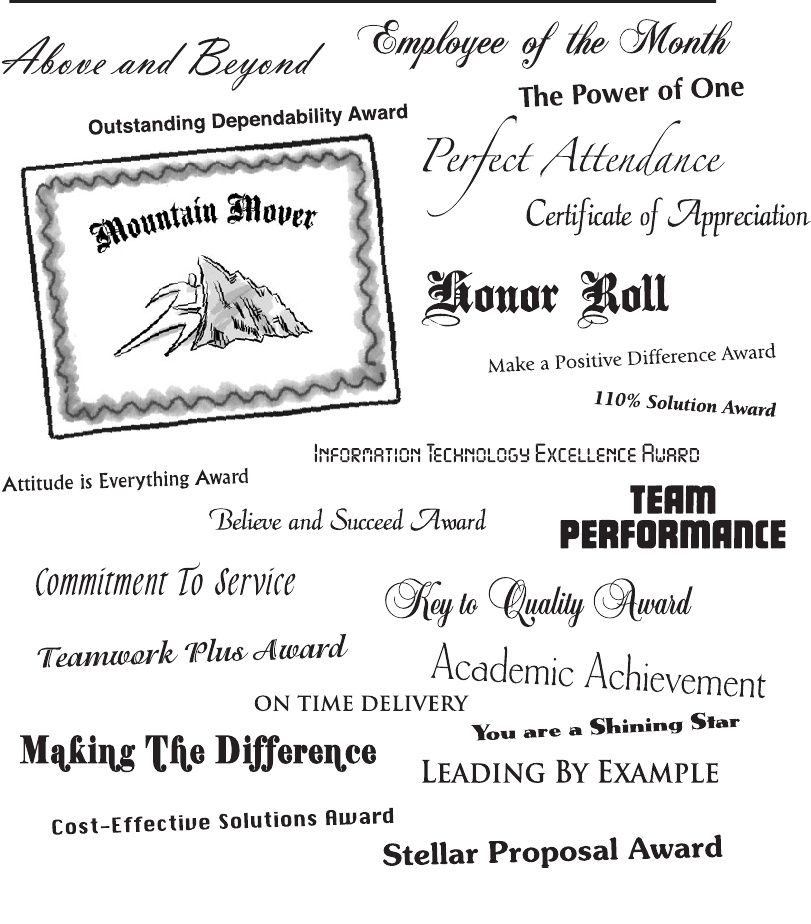 Sample Recognition Awards ~ Certificate Letter