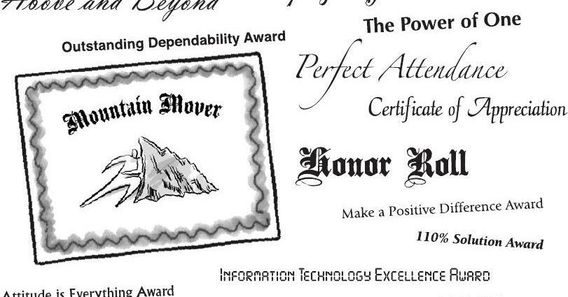 Sample Recognition Awards ~ Certificate Letter