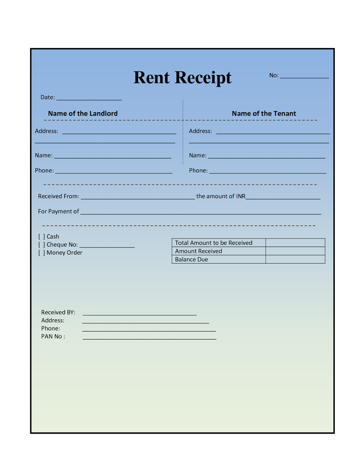 Rent Invoice Format In Excel - Invoice Template