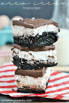Oreo Cream Brownie Bars - Delicious Dessert Mom