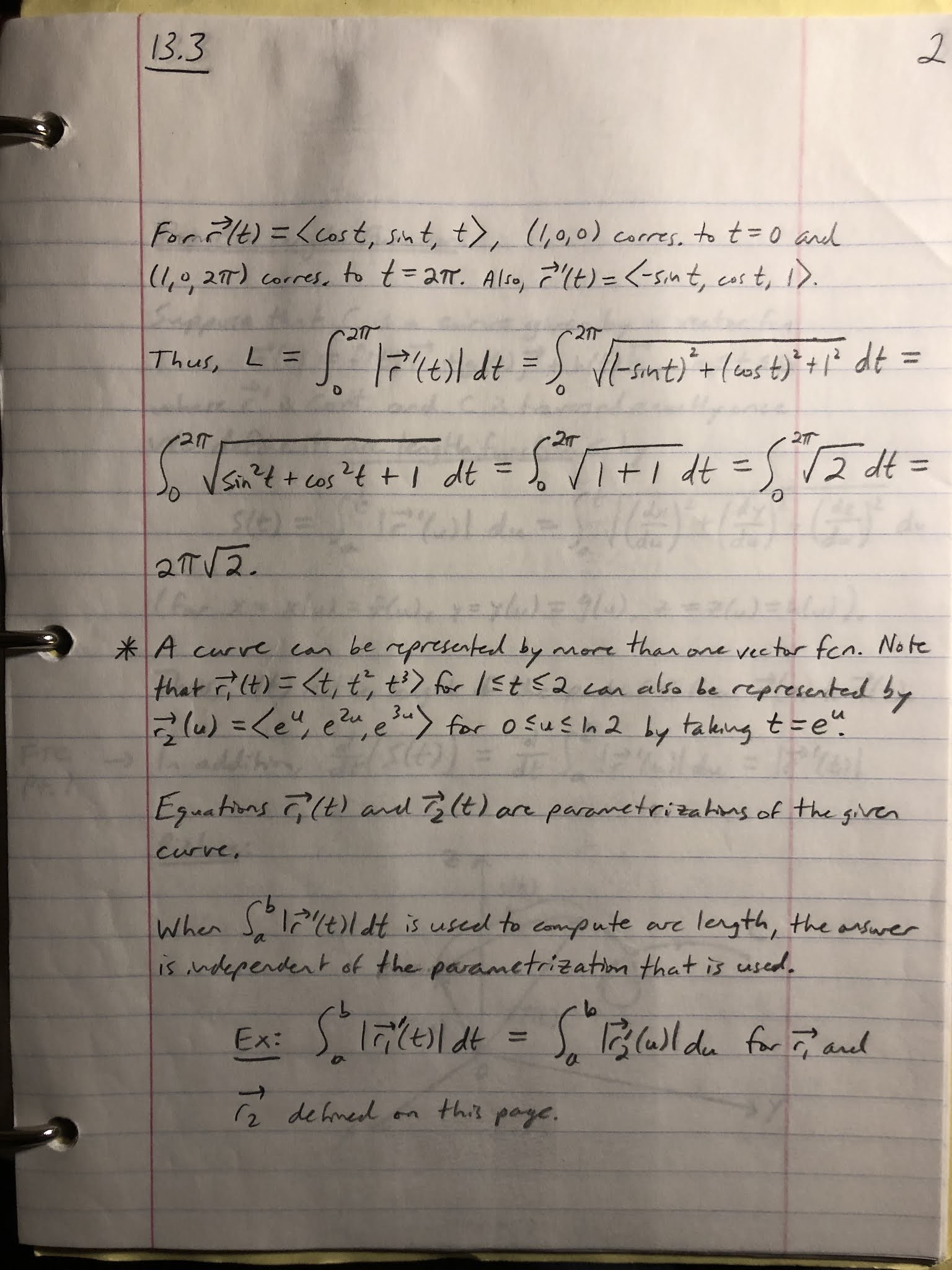 Professor Frank’s Math Blog: 13.3 Notes Arc Length and Curvature