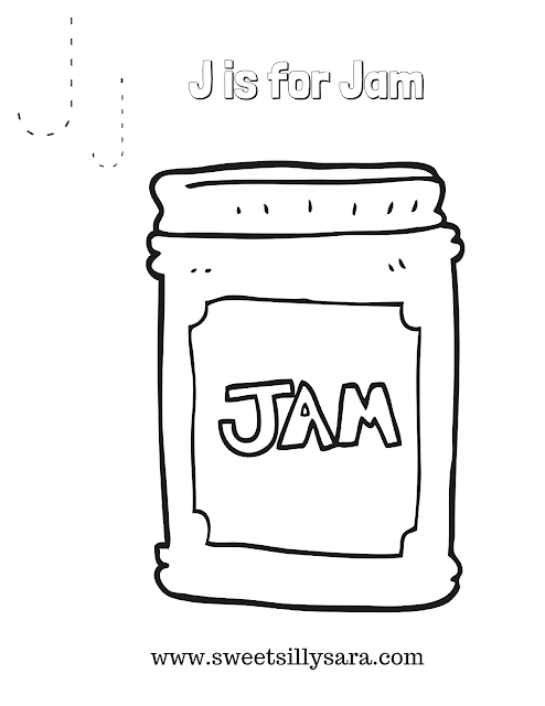 Sweet Silly Sara: J is for Jam Coloring Page