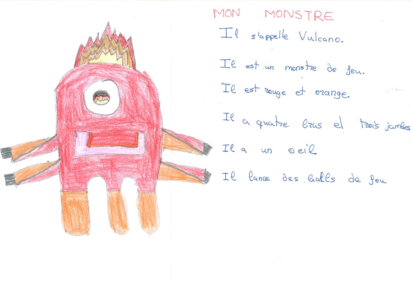 Le coin du français. CEIP "La Paz". Cuenca: MON MONSTRE 5º B