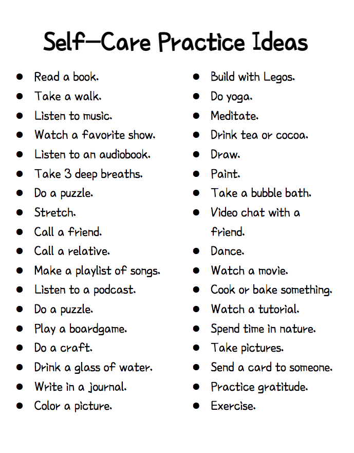 Creating a Self-Care Practices Chart with Students