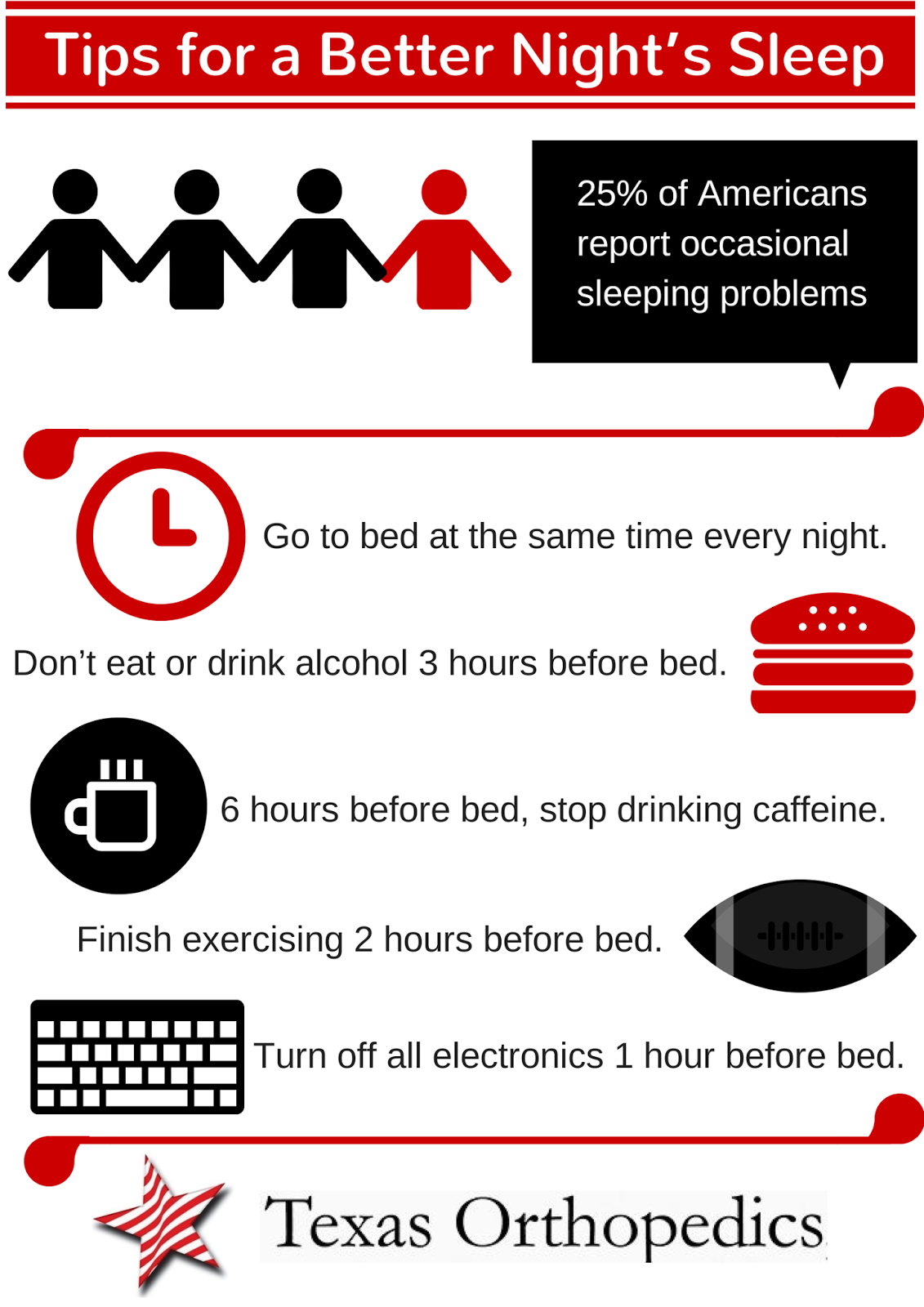 Texas Orthopedics: 6 Tips for Getting a Better Night's Sleep (infographic)
