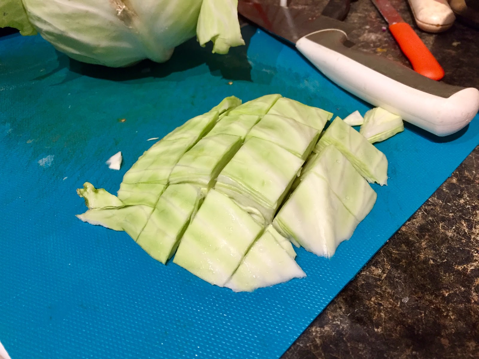 CHOPPING CABBAGE IN THE CHOPPER