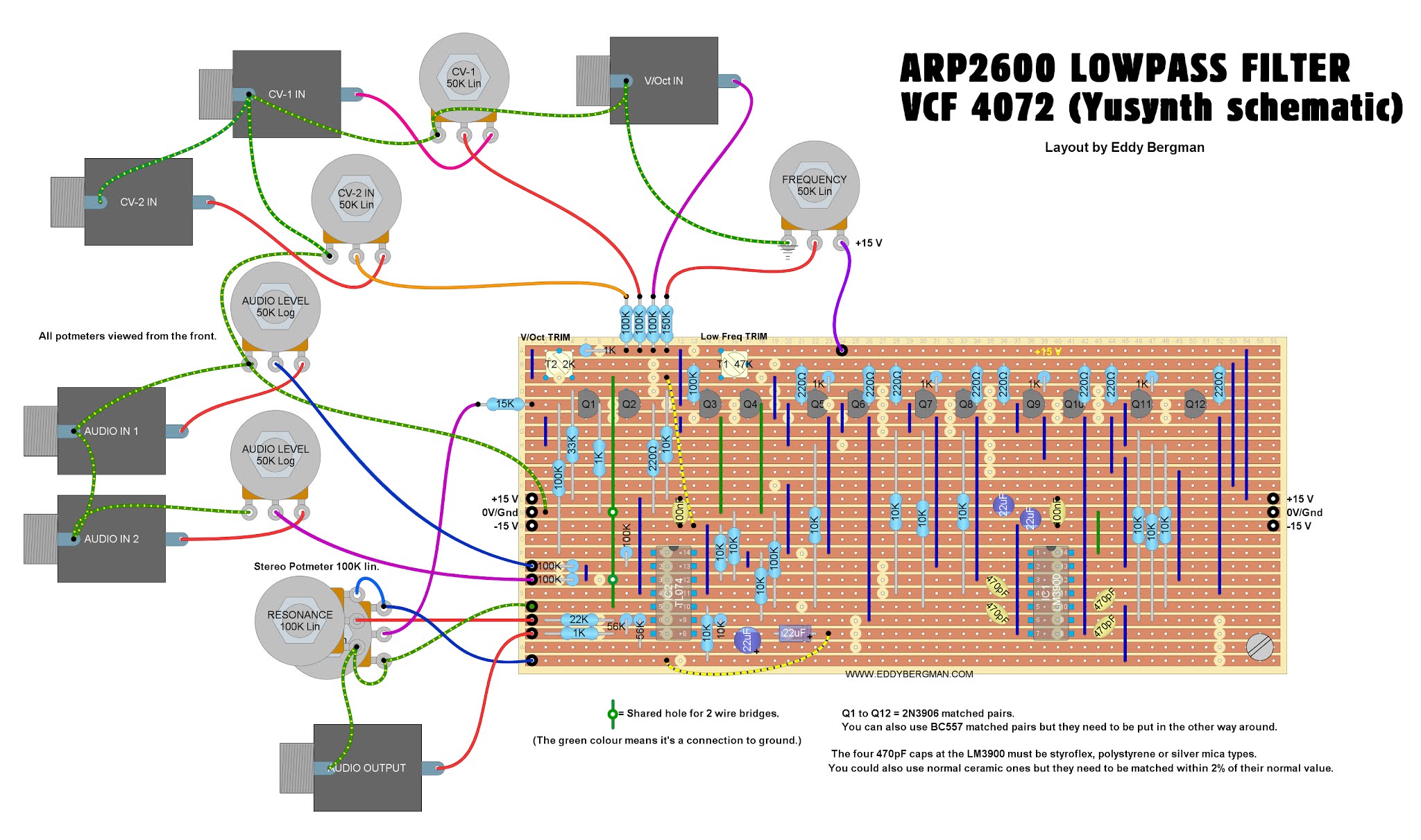 Eddy Bergman.com: Synthesizer Build part-21: ARP2600 LOWPASS FILTER (4072).