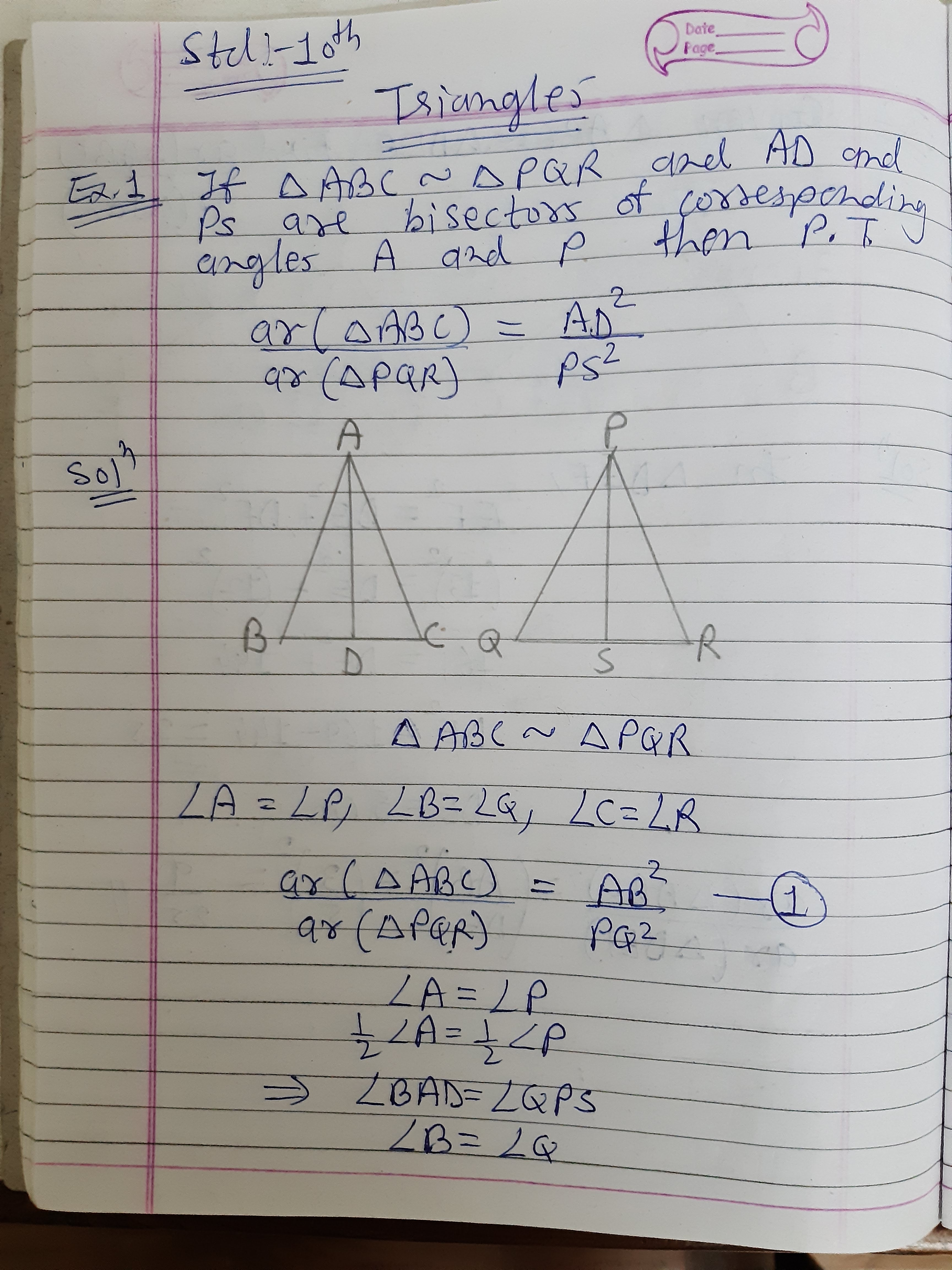 Math Grade 10th Triangles 10/06/20 class work