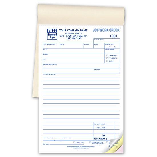 Custom Work Order Books - Invoice Template