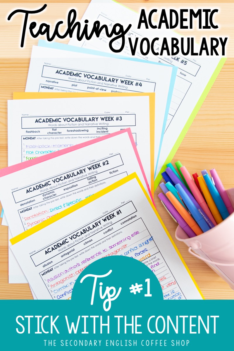 Teaching Academic Vocabulary in the Secondary ELA Classroom - The ...