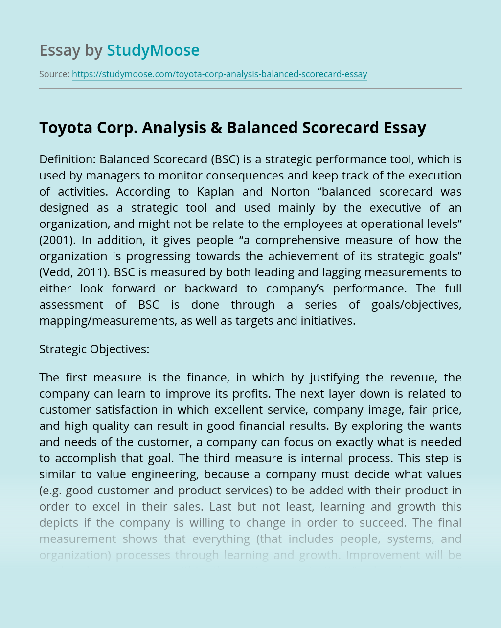 Balanced Scorecard Essay - Federal Resume