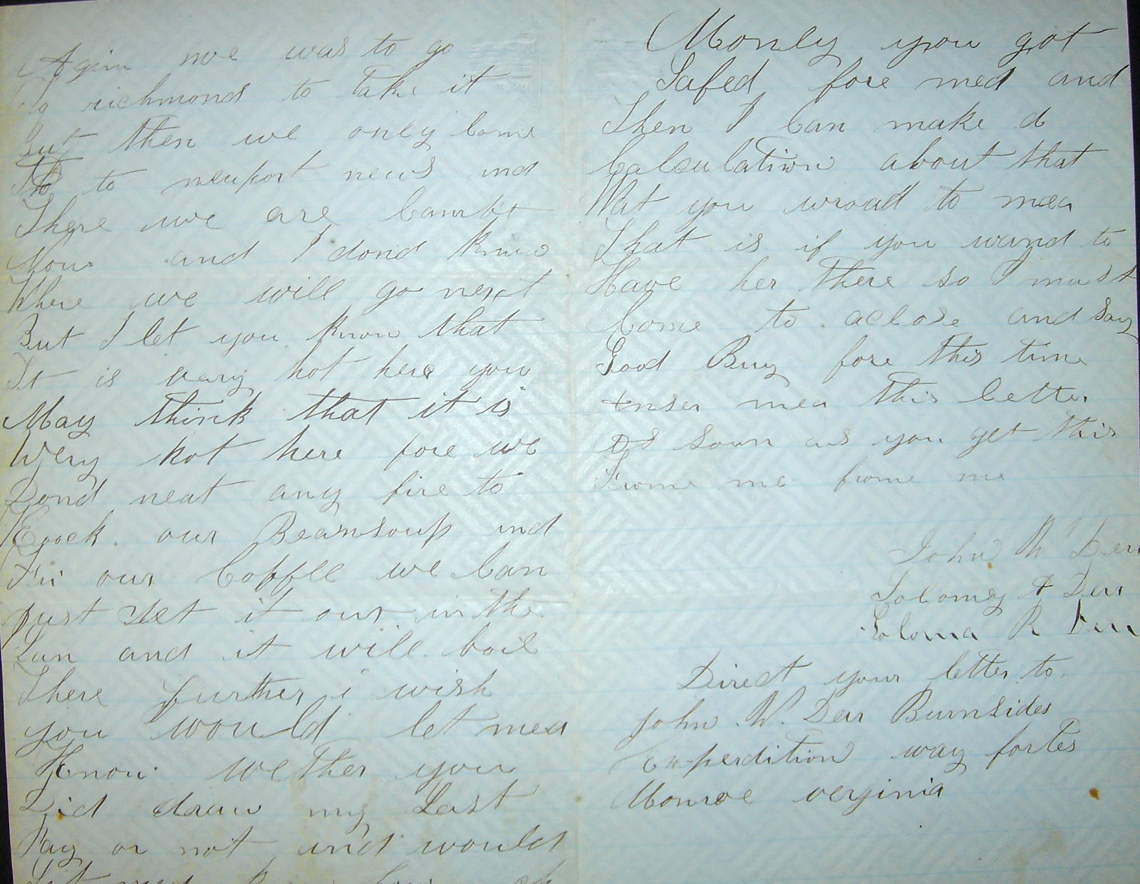 Civil War Letters of John W. Derr: Letter #17 -- New Port News ...