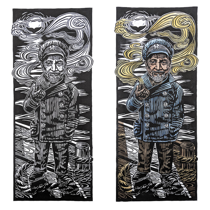 Nessy Designs: "The Sea Captain" Linocut Print