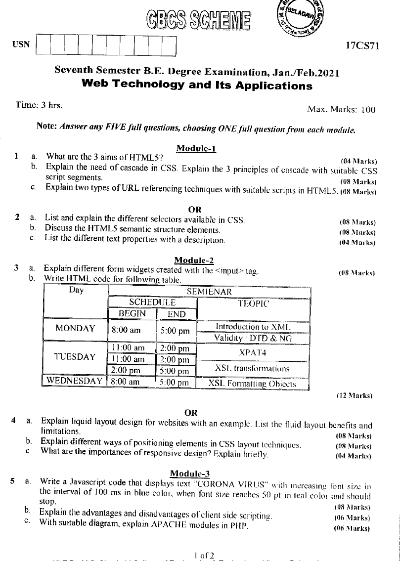Visvesvaraya Technological University B.E. COMPUTER SCIENCE (CBCS ...