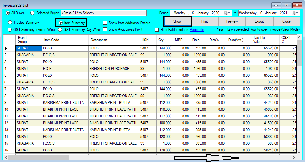 Invoice B2B List Report Help Guide