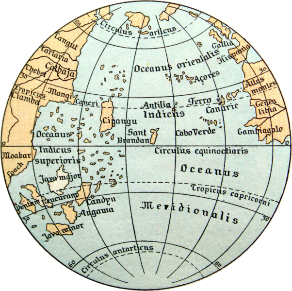 Map of the Ocean and Globe in 1492