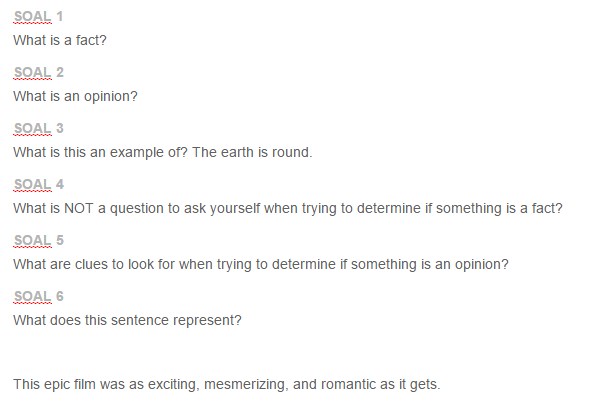 Contoh Soal Distinguish Between Fact And Opinion In A Discussion Asep Respati contoh-soal-distinguish-between-fact-and-opinion-in-a-discussion-asep-respati