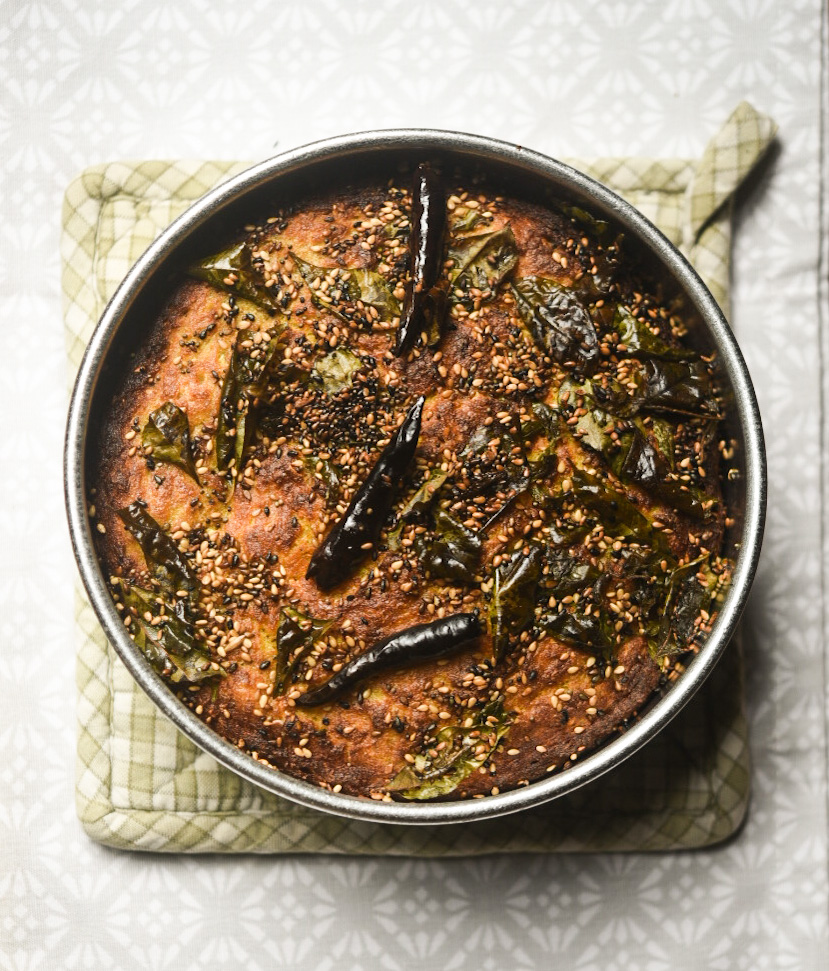 healthy fiber rich handvo recipe | a baked savory lentil cake