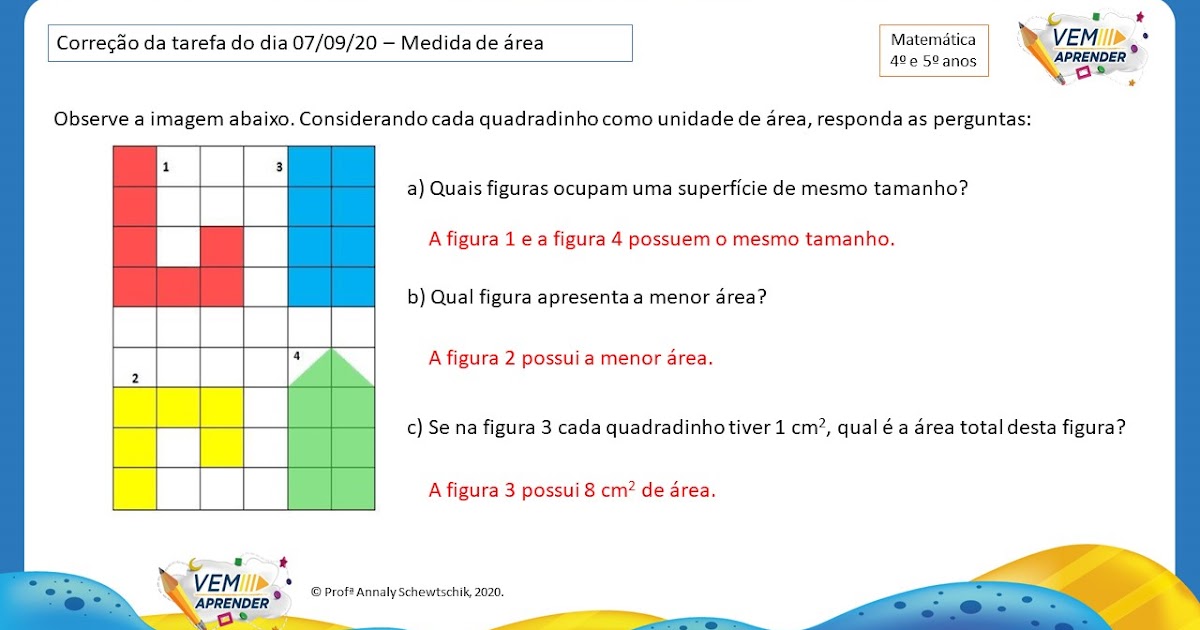 Correção da tarefa de 07/09 - Medida de Área Correção da tarefa de 07/09 - Medida de Área