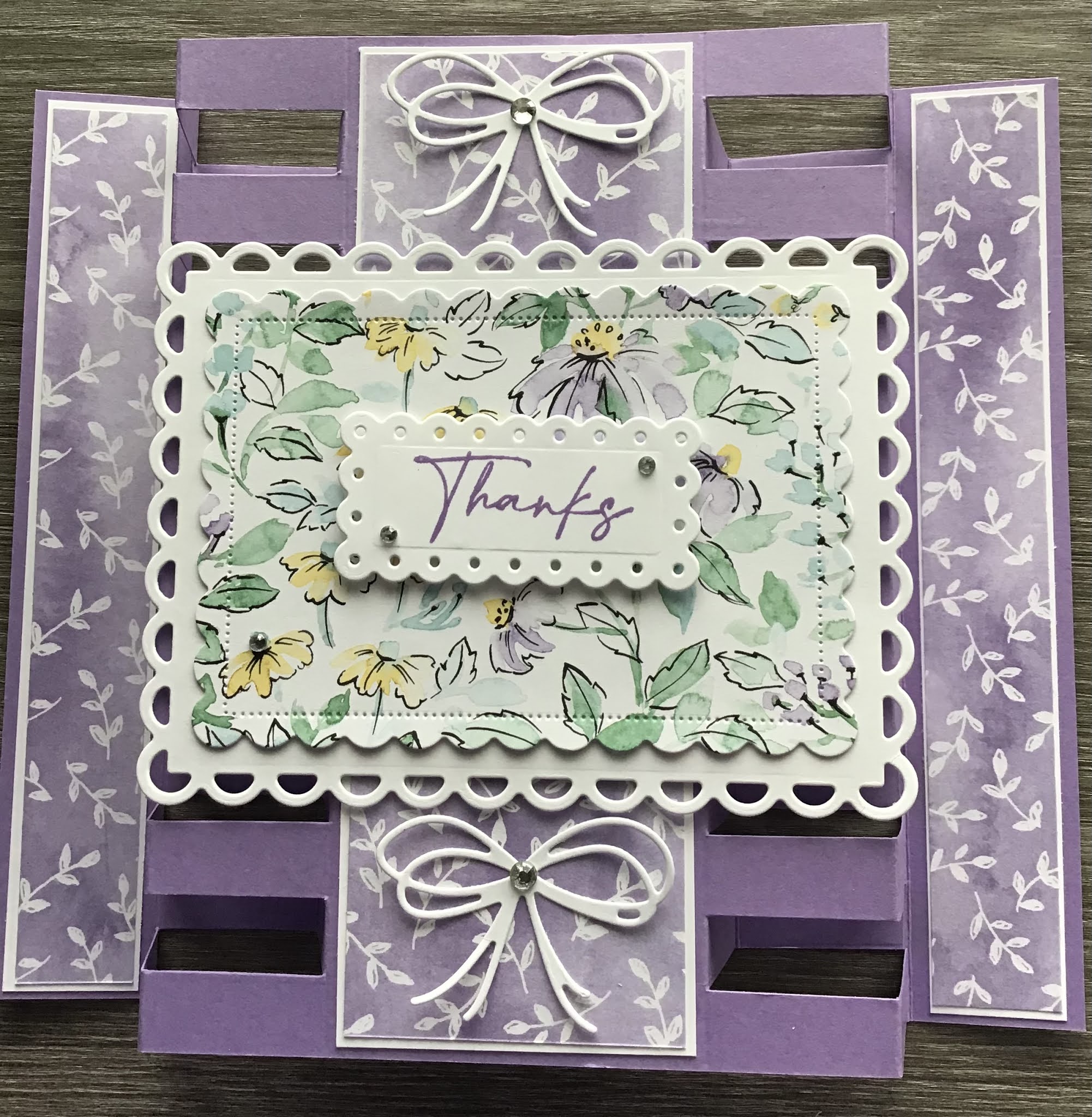 craftykarendesigns: Hand-Penned Tower Fold Thank You Card
