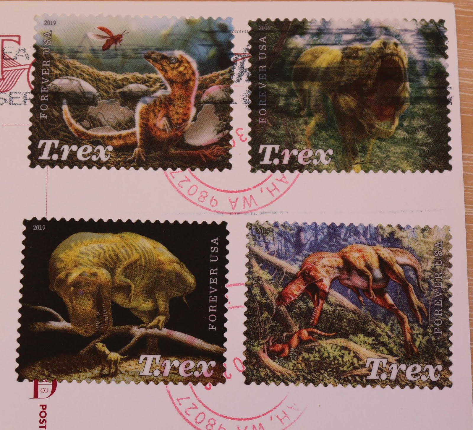 Mail Adventures: Sunday Stamps | Pneumatoraptor & T. Rex
