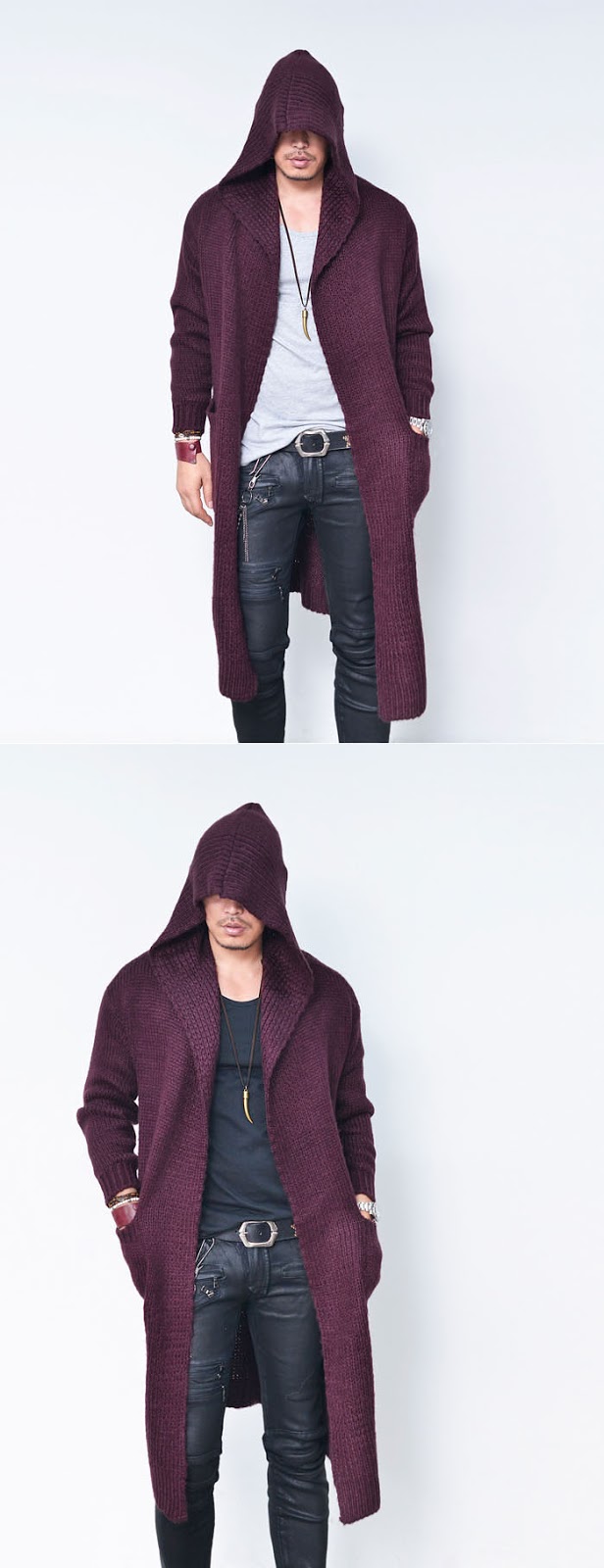 Mens Big Hood Wool Cape Long Jacket-Cardigan 142 by guylook | Fast ...