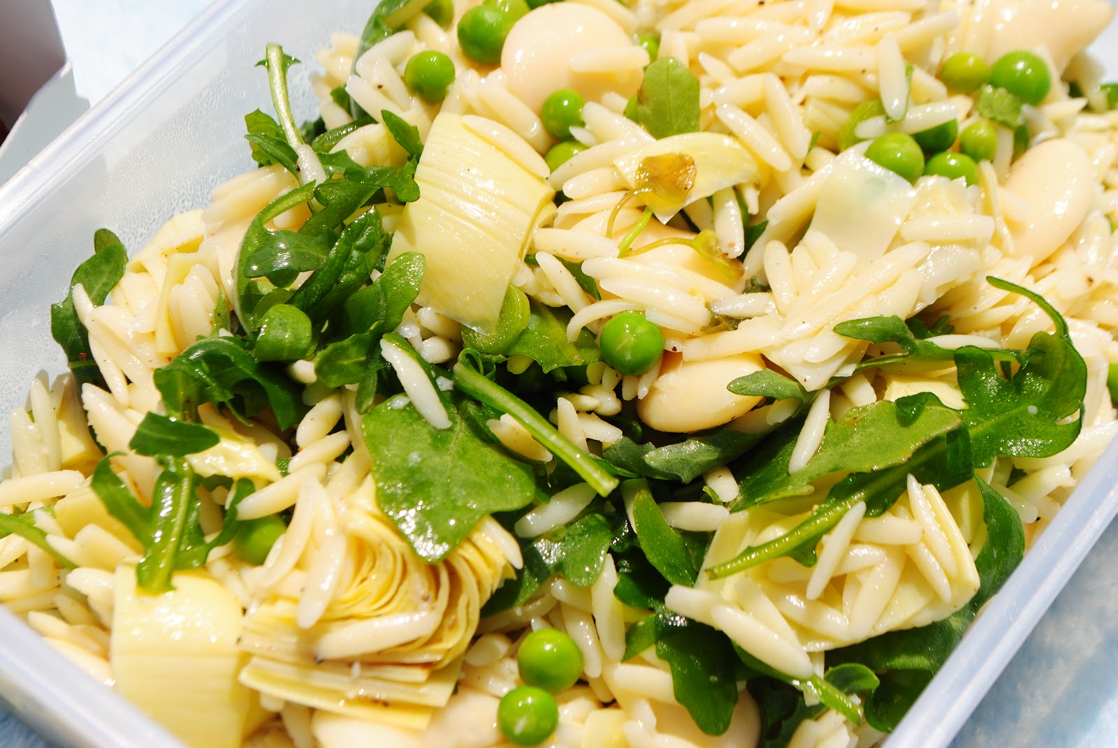 Spring Picnic: Orzo Pasta Salad with English Peas, Artichoke, Arugala ...