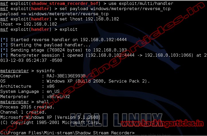 Exploit Pc In Lan Using Shadow Stream Recorder 3017 Buffer Overflow Hacking Articles