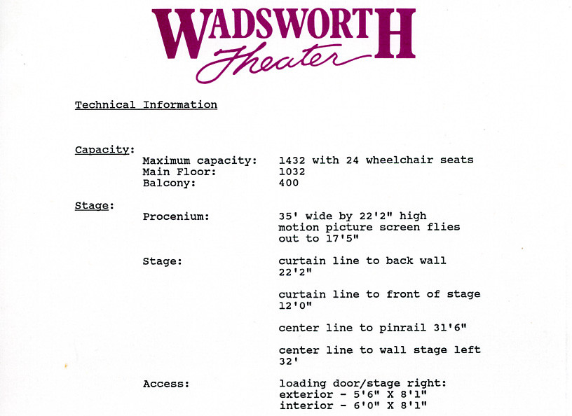 Los Angeles Theatres: Veterans' / Wadsworth Theatre