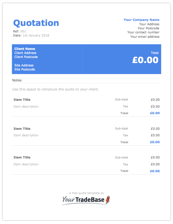 Plumbing Estimate Template Free - Invoice Template