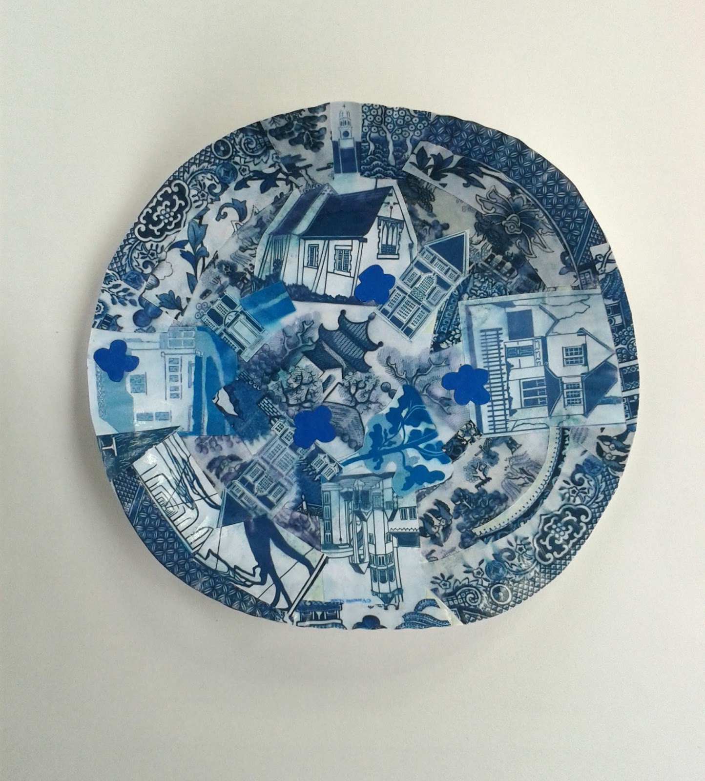 Vanessa Stone : Willow Pattern paper plate collages at the Broadway ...