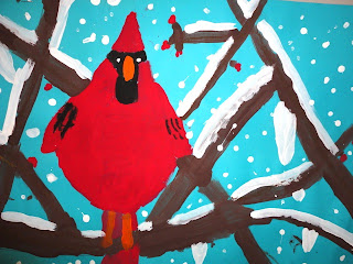 Thomas Elementary Art: 3rd Grade Winter Cardinal Landscapes